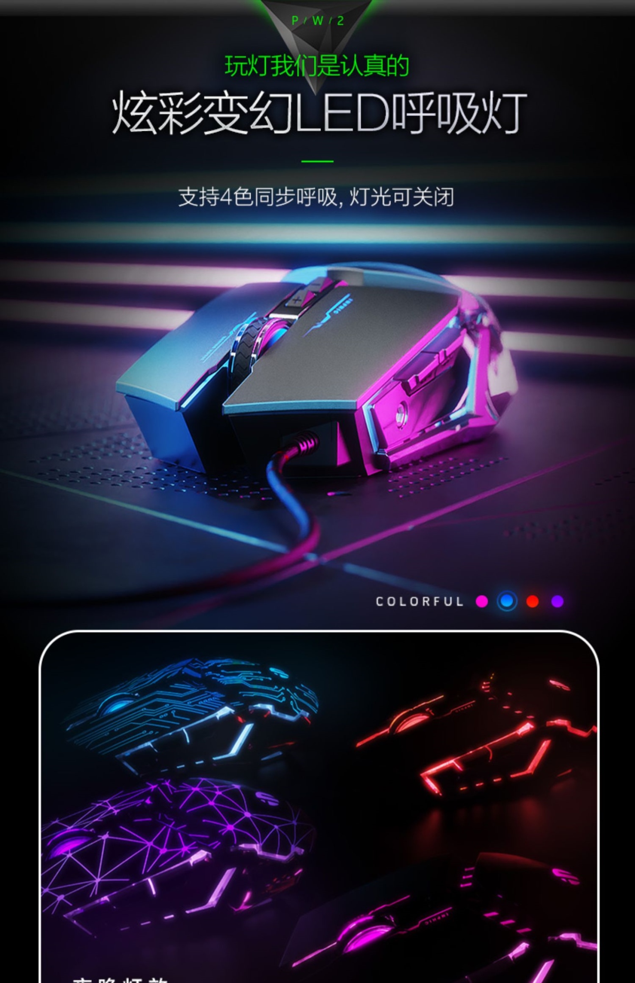 INPHIC PW2 Gaming Office Mute Silent Mouse Macro Jedi Survival CF Eat ...