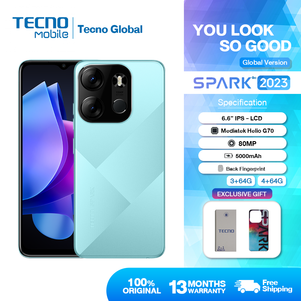 Tecno SPARK Go 2023 โทรศัพท์ หน้าจอ6.6" HD+ แบตเตอรี่อึดถึง 5000mAh (3+64GB/4+64GB)