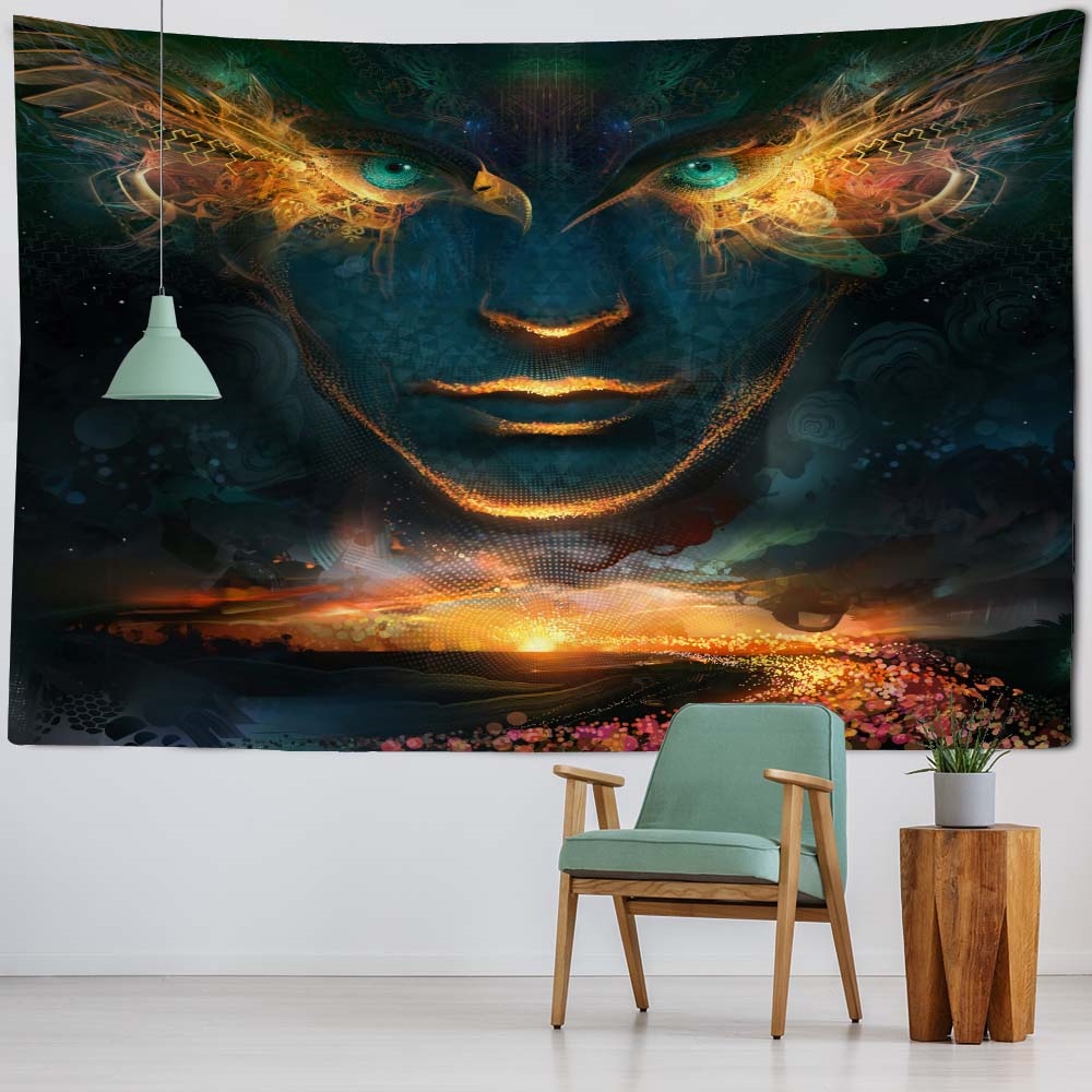 Psychedelic figure art print tapestry wall hanging fantasy home art ...