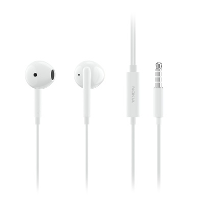 Nokia หูฟังเอียร์บัดแบบสายพร้อมไมค์ในตัว รุ่น E2101A สีขาว